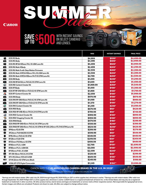 Canon Sales Flyers at Cameragraphics